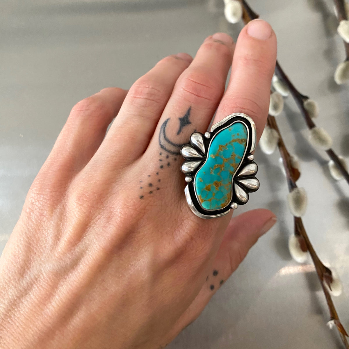 The Ripple Ring 3- Kingman Turquoise and Sterling Silver- Finished to – Myopic Void